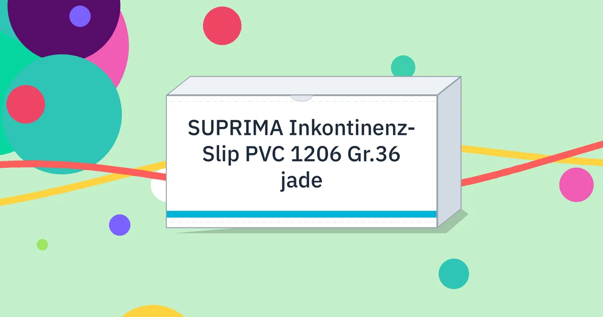 Symbolbild: Packung mit der Aufschrift SUPRIMA Inkontinenz-Slip PVC 1206 Gr.36 jade (PZN 00420015) – Verfügbarkeit und Bezug in Apotheken in Frankfurt am Main