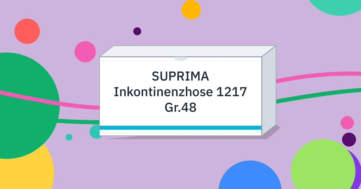 Symbolbild: Packung mit der Aufschrift SUPRIMA Inkontinenzhose 1217 Gr.48 (PZN 03719938) – Verfügbarkeit und Bezug in Apotheken in Frankfurt am Main