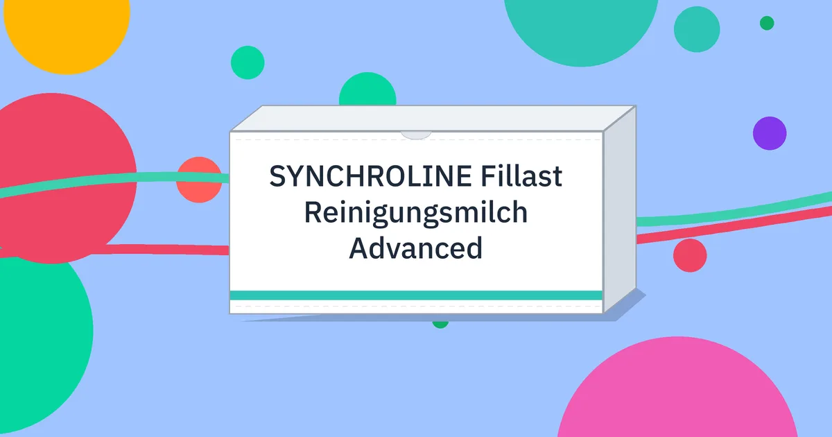 Symbolbild: Packung mit der Aufschrift SYNCHROLINE Fillast Reinigungsmilch Advanced (PZN 09608950) – Verfügbarkeit und Bezug in Apotheken in Frankfurt am Main