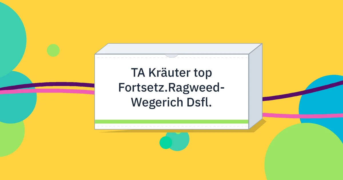 Symbolbild: Packung mit der Aufschrift TA Kräuter top Fortsetz.Ragweed-Wegerich Dsfl. (PZN 14056872) – Verfügbarkeit und Bezug in Apotheken in Frankfurt am Main