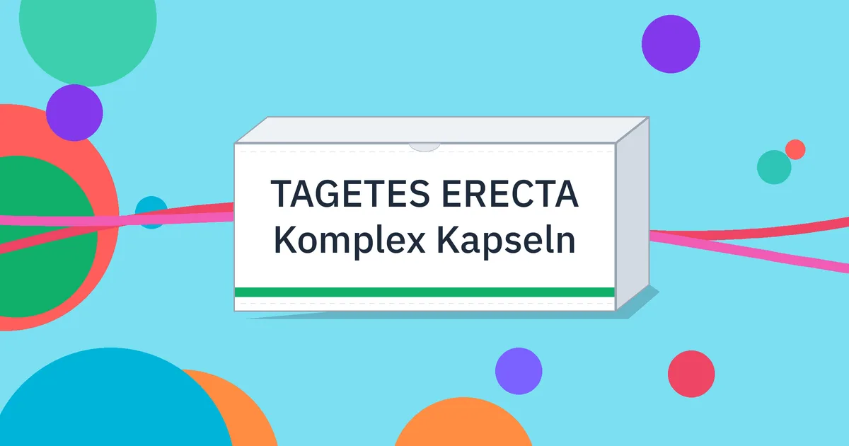 Symbolbild: Packung mit der Aufschrift TAGETES ERECTA Komplex Kapseln (PZN 15433093) – Verfügbarkeit und Bezug in Apotheken in Frankfurt am Main