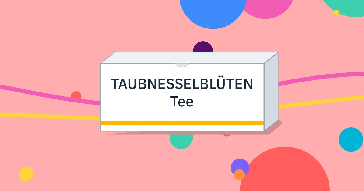 Symbolbild: Packung mit der Aufschrift TAUBNESSELBLÜTEN Tee (PZN 19550080) – Verfügbarkeit und Bezug in Apotheken in Frankfurt am Main