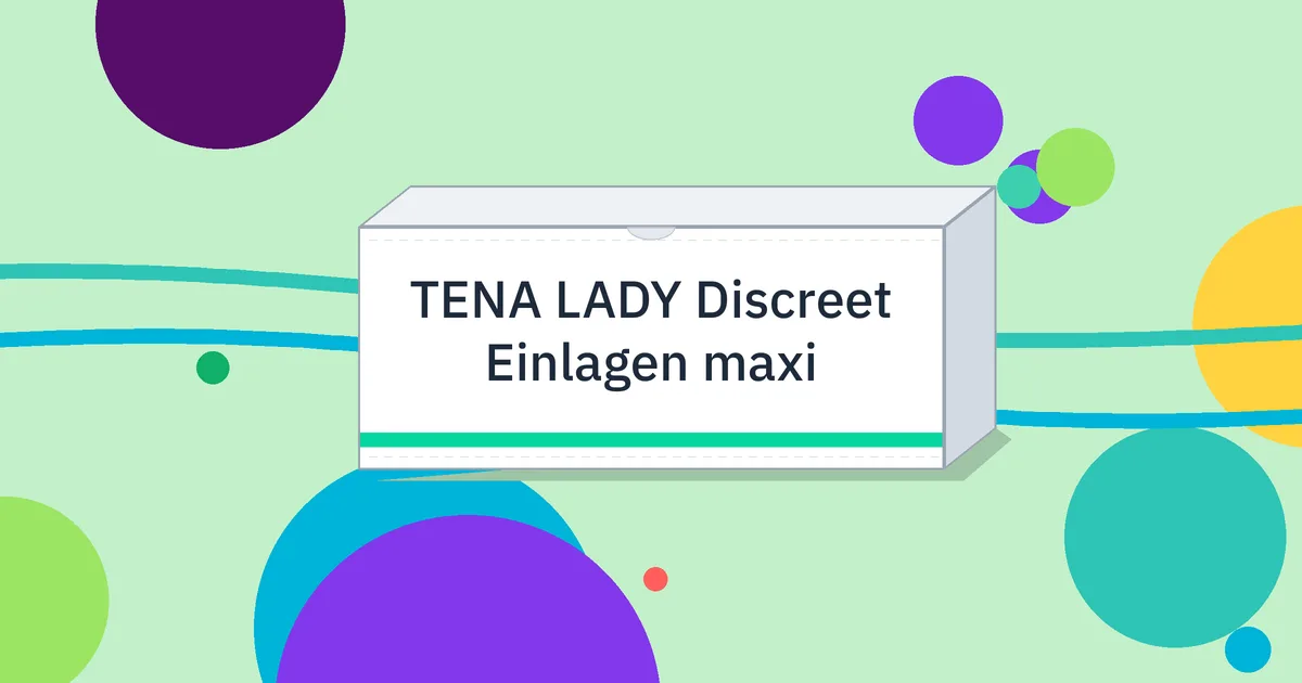 Symbolbild: Packung mit der Aufschrift TENA LADY Discreet Einlagen maxi (PZN 17851009) – Verfügbarkeit und Bezug in Apotheken in Frankfurt am Main