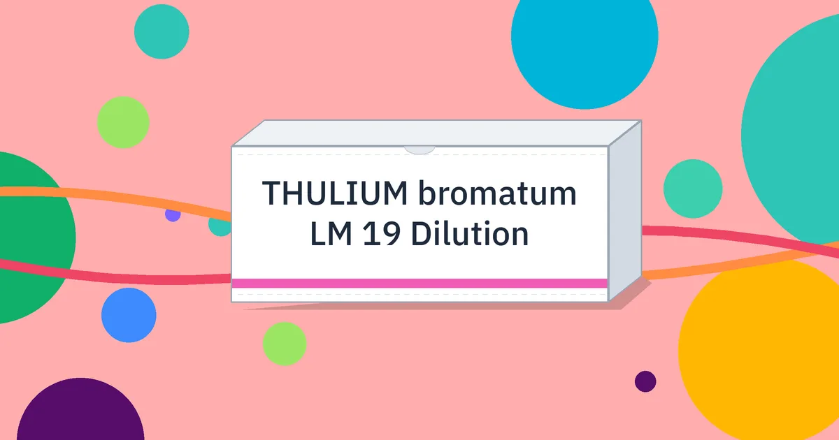 Symbolbild: Packung mit der Aufschrift THULIUM bromatum LM 19 Dilution (PZN 13691046) – Verfügbarkeit und Bezug in Apotheken in Frankfurt am Main