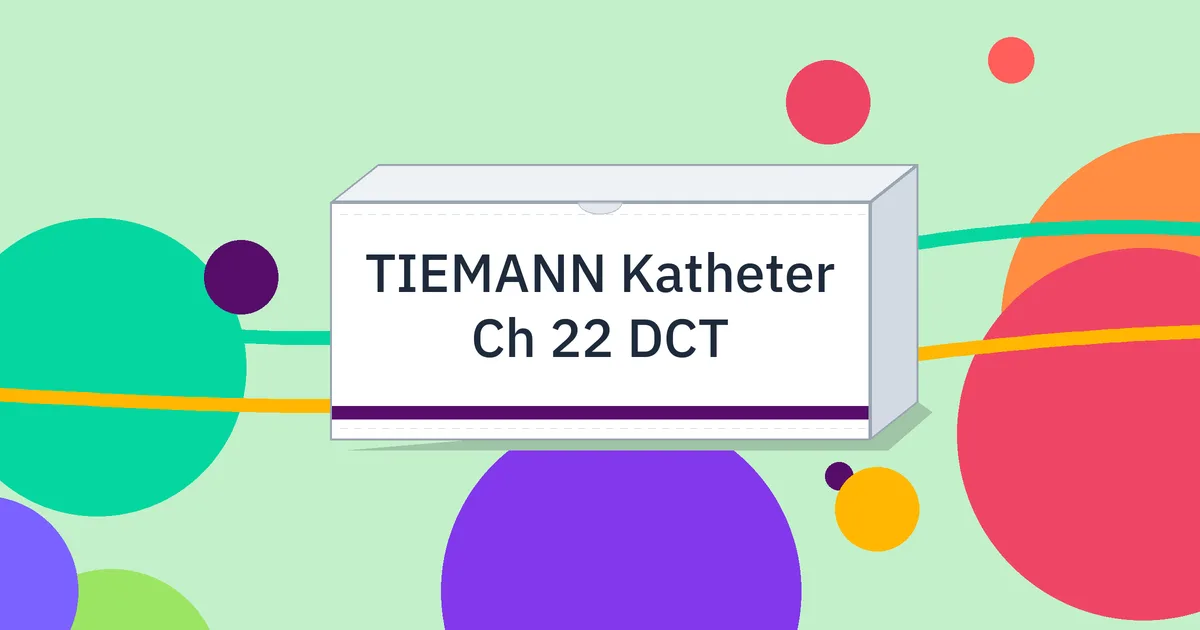 Symbolbild: Packung mit der Aufschrift TIEMANN Katheter Ch 22 DCT (PZN 02847901) – Verfügbarkeit und Bezug in Apotheken in Frankfurt am Main