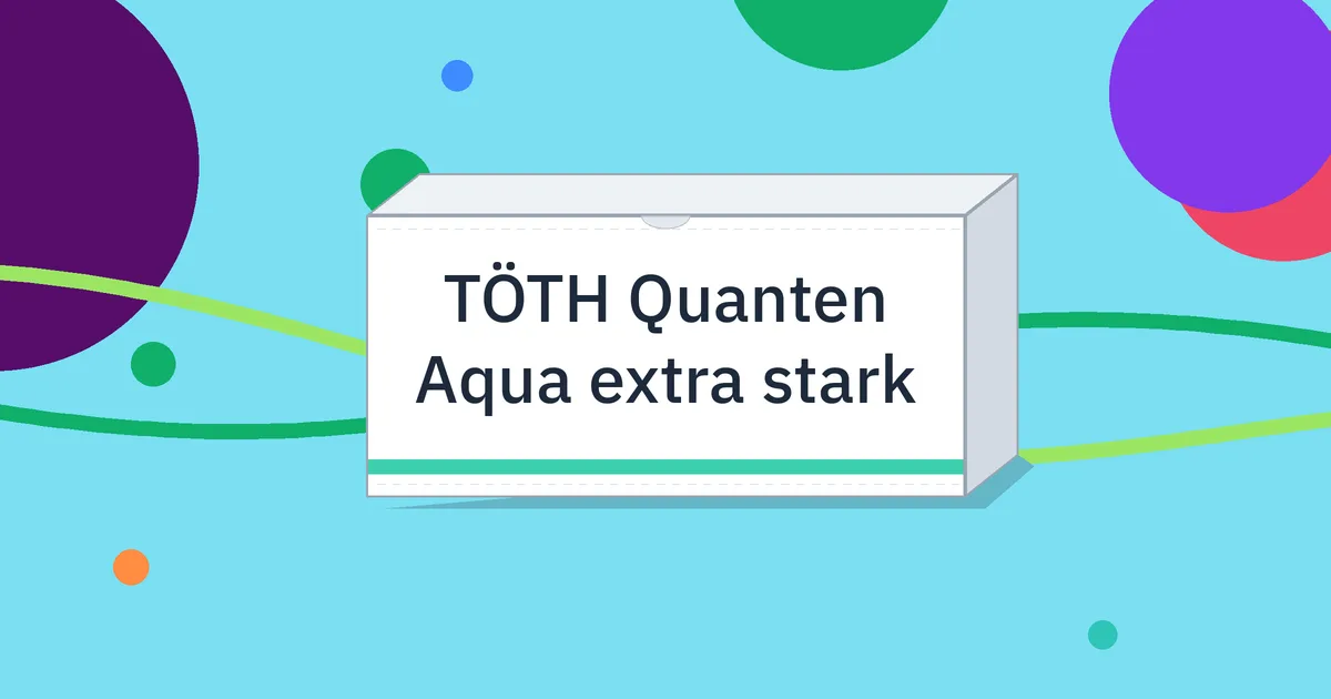 Symbolbild: Packung mit der Aufschrift TÖTH Quanten Aqua extra stark (PZN 02290798) – Verfügbarkeit und Bezug in Apotheken in Frankfurt am Main