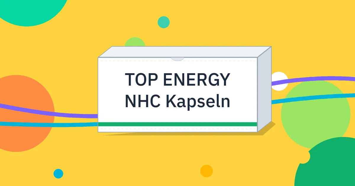 Symbolbild: Packung mit der Aufschrift TOP ENERGY NHC Kapseln (PZN 04447732) – Verfügbarkeit und Bezug in Apotheken in Frankfurt am Main