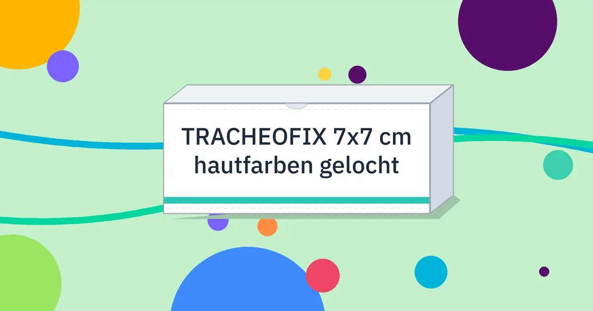 Symbolbild: Packung mit der Aufschrift TRACHEOFIX 7x7 cm hautfarben gelocht (PZN 00501096) – Verfügbarkeit und Bezug in Apotheken in Frankfurt am Main