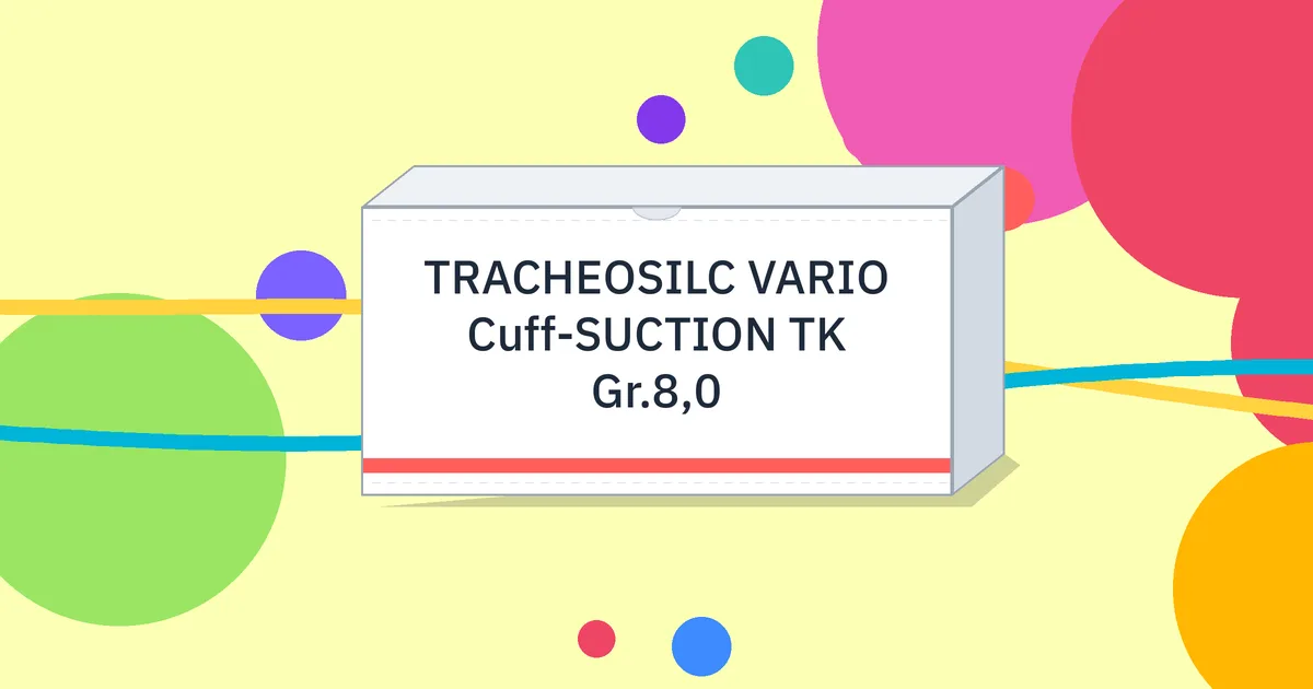 Symbolbild: Packung mit der Aufschrift TRACHEOSILC VARIO Cuff-SUCTION TK Gr.8,0 (PZN 14348238) – Verfügbarkeit und Bezug in Apotheken in Frankfurt am Main