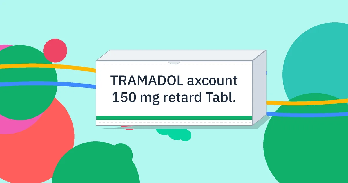 Symbolbild: Packung mit der Aufschrift TRAMADOL axcount 150 mg retard Tabl. (PZN 03727487) – Verfügbarkeit und Bezug in Apotheken in Frankfurt am Main
