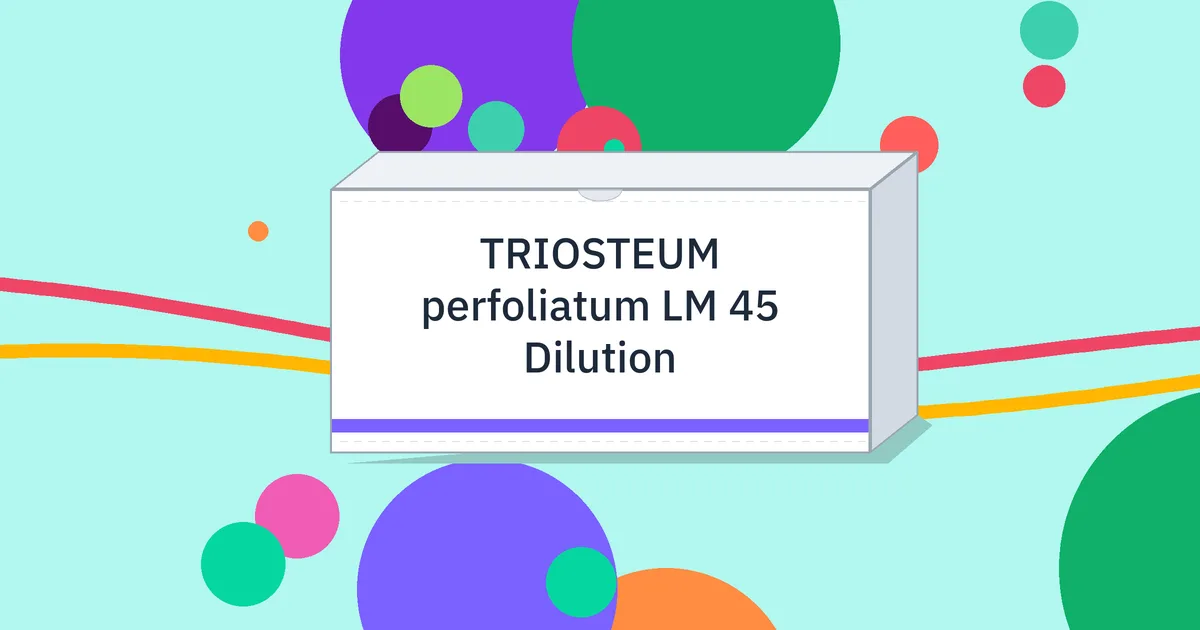 Symbolbild: Packung mit der Aufschrift TRIOSTEUM perfoliatum LM 45 Dilution (PZN 13227834) – Verfügbarkeit und Bezug in Apotheken in Frankfurt am Main