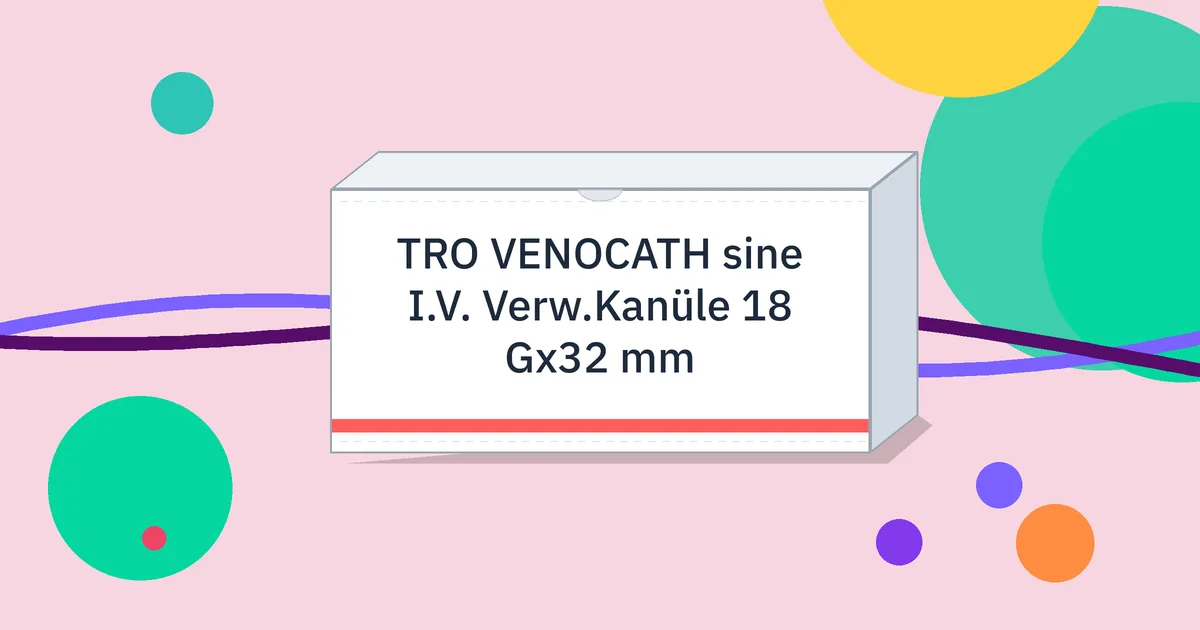 Symbolbild: Packung mit der Aufschrift TRO VENOCATH sine I.V. Verw.Kanüle 18 Gx32 mm (PZN 11187510) – Verfügbarkeit und Bezug in Apotheken in Frankfurt am Main