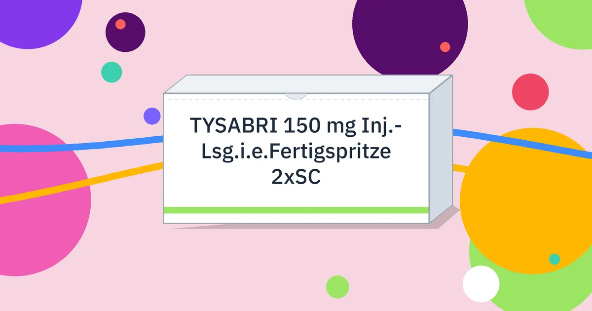 Symbolbild: Packung mit der Aufschrift TYSABRI 150 mg Inj.-Lsg.i.e.Fertigspritze 2xSC (PZN 16825458) – Verfügbarkeit und Bezug in Apotheken in Frankfurt am Main