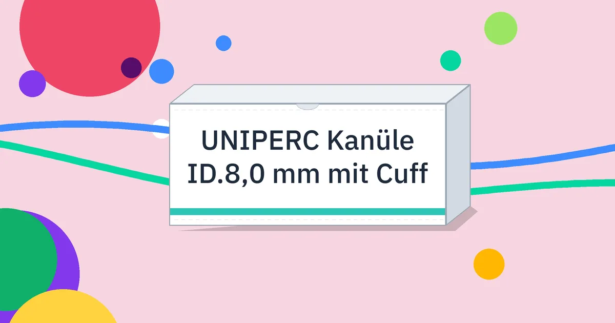 Symbolbild: Packung mit der Aufschrift UNIPERC Kanüle ID.8,0 mm mit Cuff (PZN 09177444) – Verfügbarkeit und Bezug in Apotheken in Frankfurt am Main