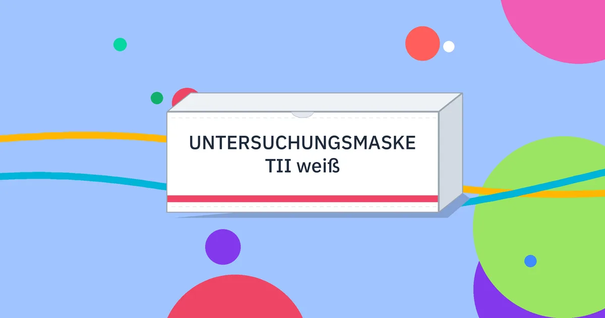 Symbolbild: Packung mit der Aufschrift UNTERSUCHUNGSMASKE TII weiß (PZN 20206057) – Verfügbarkeit und Bezug in Apotheken in Frankfurt am Main