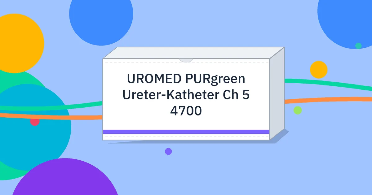 Symbolbild: Packung mit der Aufschrift UROMED PURgreen Ureter-Katheter Ch 5 4700 (PZN 01989906) – Verfügbarkeit und Bezug in Apotheken in Frankfurt am Main