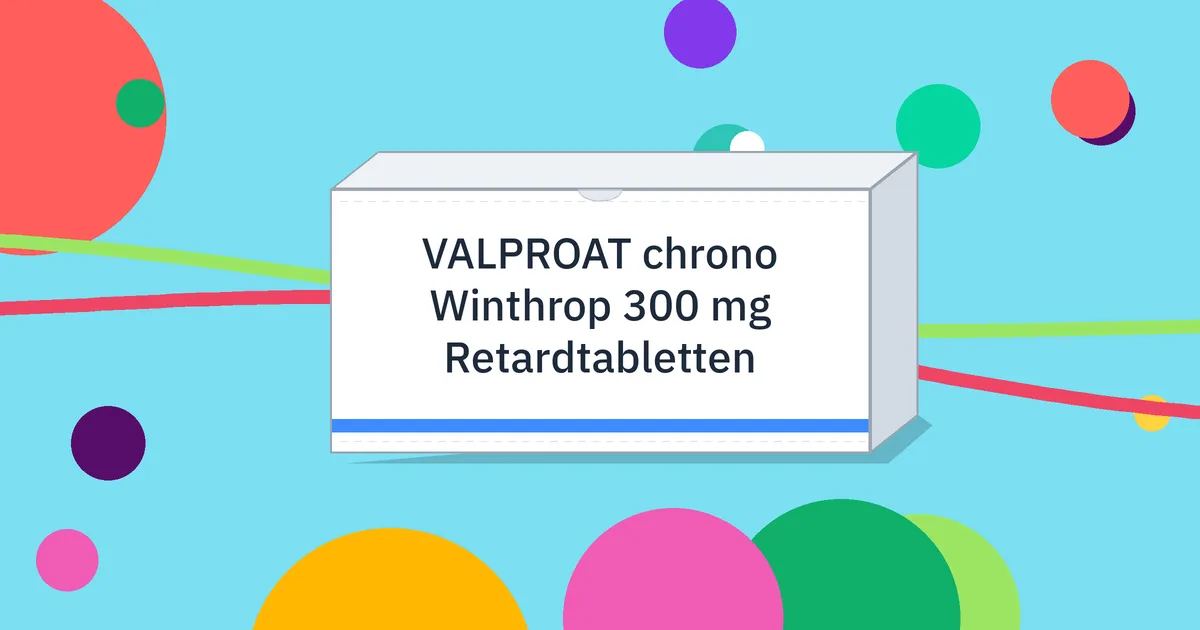 Symbolbild: Packung mit der Aufschrift VALPROAT chrono Winthrop 300 mg Retardtabletten (PZN 00999127) – Verfügbarkeit und Bezug in Apotheken in Frankfurt am Main