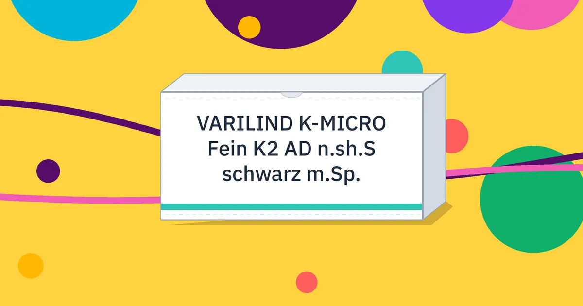 Symbolbild: Packung mit der Aufschrift VARILIND K-MICRO Fein K2 AD n.sh.S schwarz m.Sp. (PZN 20558939) – Verfügbarkeit und Bezug in Apotheken in Frankfurt am Main
