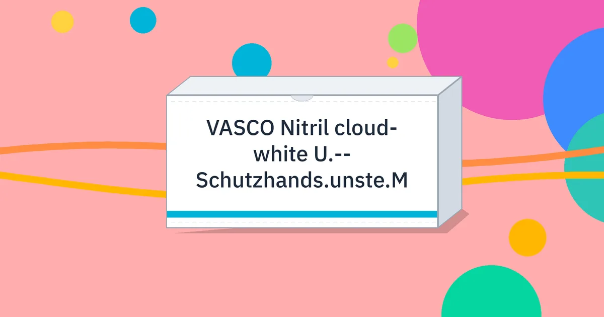 Symbolbild: Packung mit der Aufschrift VASCO Nitril cloud-white U.--Schutzhands.unste.M (PZN 18714042) – Verfügbarkeit und Bezug in Apotheken in Frankfurt am Main