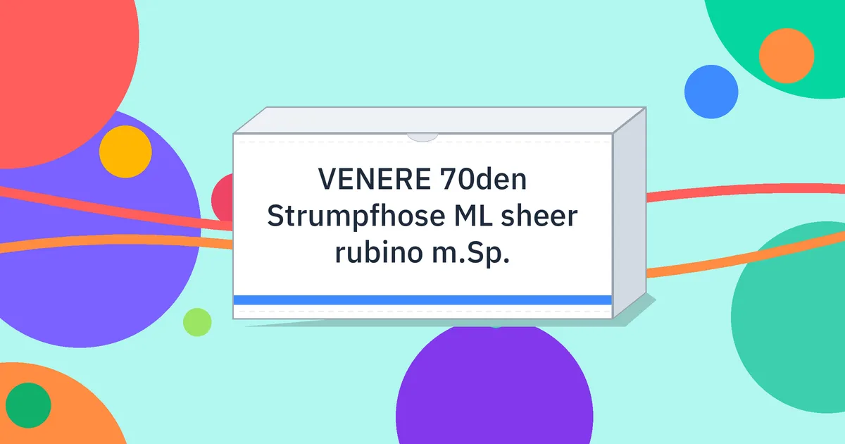 Symbolbild: Packung mit der Aufschrift VENERE 70den Strumpfhose ML sheer rubino m.Sp. (PZN 16173464) – Verfügbarkeit und Bezug in Apotheken in Frankfurt am Main