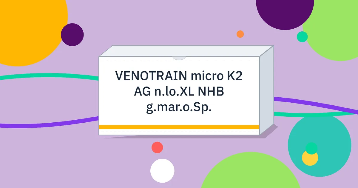 Symbolbild: Packung mit der Aufschrift VENOTRAIN micro K2 AG n.lo.XL NHB g.mar.o.Sp. (PZN 04680871) – Verfügbarkeit und Bezug in Apotheken in Frankfurt am Main