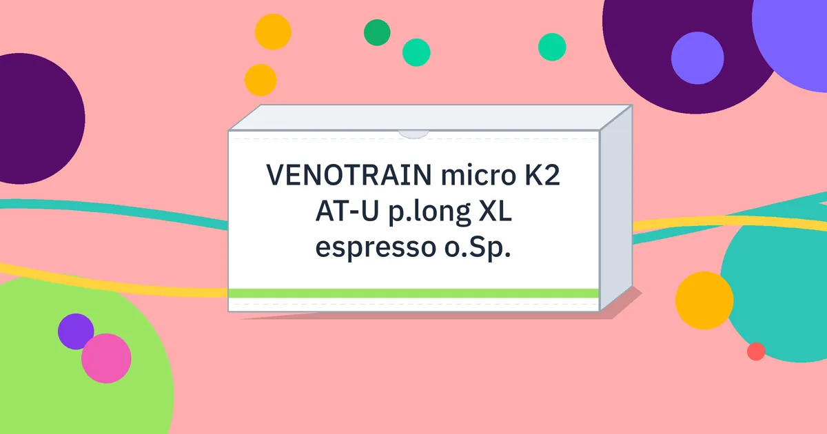 Symbolbild: Packung mit der Aufschrift VENOTRAIN micro K2 AT-U p.long XL espresso o.Sp. (PZN 05709714) – Verfügbarkeit und Bezug in Apotheken in Frankfurt am Main