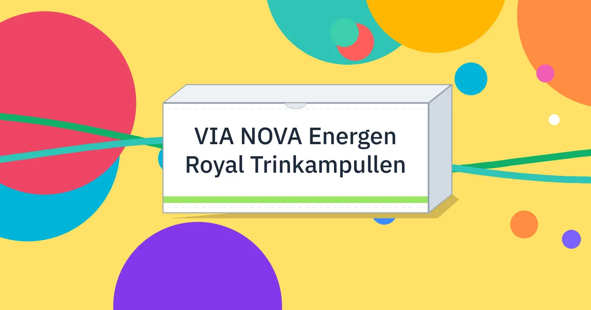 Symbolbild: Packung mit der Aufschrift VIA NOVA Energen Royal Trinkampullen (PZN 05109629) – Verfügbarkeit und Bezug in Apotheken in Frankfurt am Main