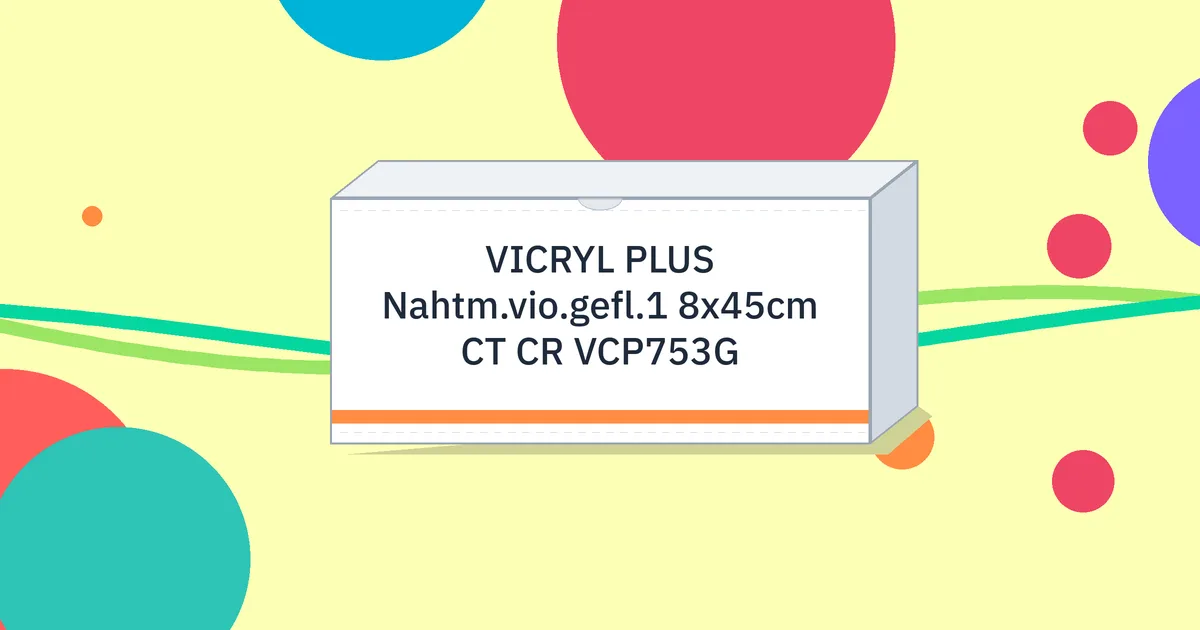Symbolbild: Packung mit der Aufschrift VICRYL PLUS Nahtm.vio.gefl.1 8x45cm CT CR VCP753G (PZN 20911146) – Verfügbarkeit und Bezug in Apotheken in Frankfurt am Main