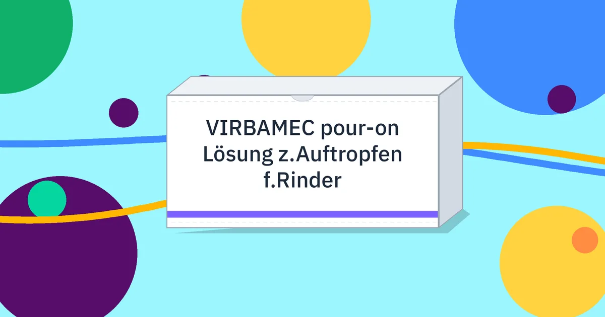 Symbolbild: Packung mit der Aufschrift VIRBAMEC pour-on Lösung z.Auftropfen f.Rinder (PZN 01660603) – Verfügbarkeit und Bezug in Apotheken in Frankfurt am Main