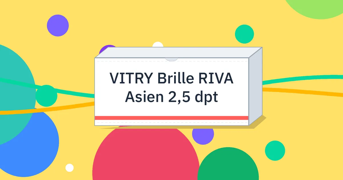 Symbolbild: Packung mit der Aufschrift VITRY Brille RIVA Asien 2,5 dpt (PZN 12367510) – Verfügbarkeit und Bezug in Apotheken in Frankfurt am Main