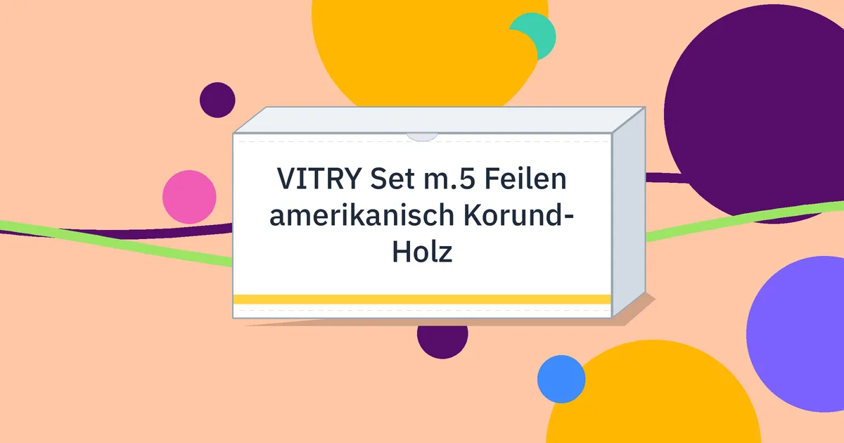Symbolbild: Packung mit der Aufschrift VITRY Set m.5 Feilen amerikanisch Korund-Holz (PZN 05101013) – Verfügbarkeit und Bezug in Apotheken in Frankfurt am Main