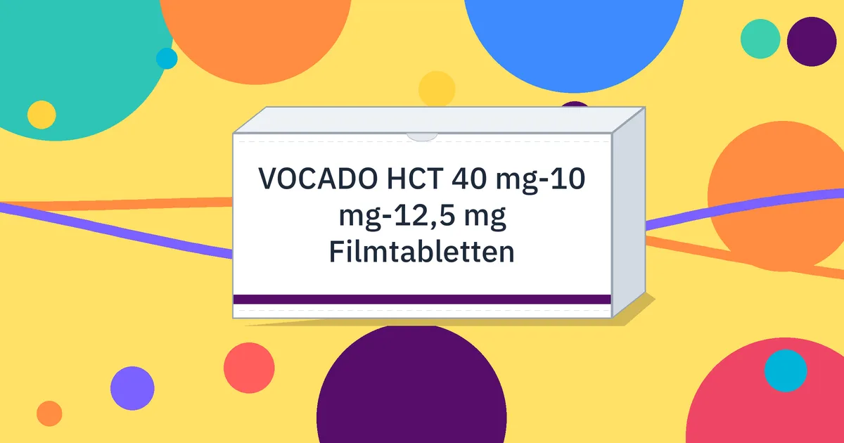 Symbolbild: Packung mit der Aufschrift VOCADO HCT 40 mg-10 mg-12,5 mg Filmtabletten (PZN 07382074) – Verfügbarkeit und Bezug in Apotheken in Frankfurt am Main