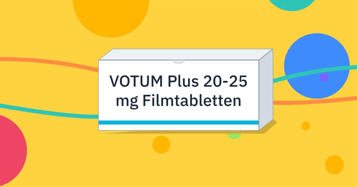 Symbolbild: Packung mit der Aufschrift VOTUM Plus 20-25 mg Filmtabletten (PZN 04187320) – Verfügbarkeit und Bezug in Apotheken in Frankfurt am Main