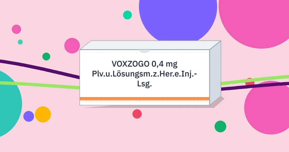 Symbolbild: Packung mit der Aufschrift VOXZOGO 0,4 mg Plv.u.Lösungsm.z.Her.e.Inj.-Lsg. (PZN 17525971) – Verfügbarkeit und Bezug in Apotheken in Frankfurt am Main