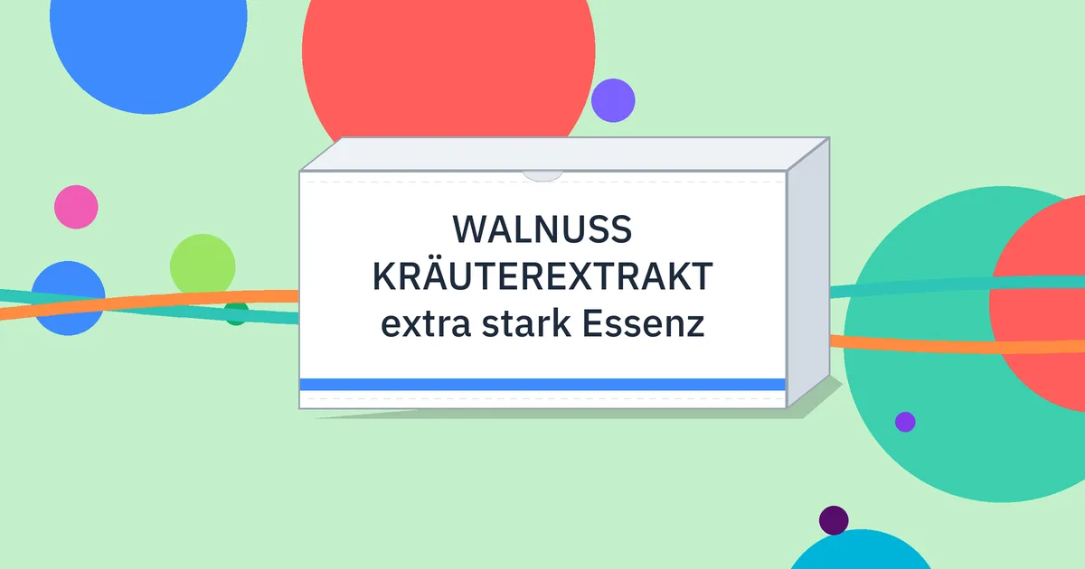 Symbolbild: Packung mit der Aufschrift WALNUSS KRÄUTEREXTRAKT extra stark Essenz (PZN 00797777) – Verfügbarkeit und Bezug in Apotheken in Frankfurt am Main