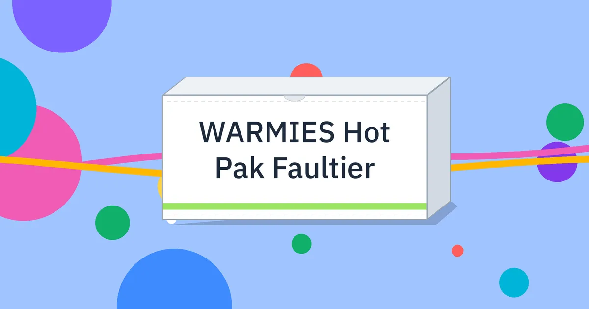 Symbolbild: Packung mit der Aufschrift WARMIES Hot Pak Faultier (PZN 16757805) – Verfügbarkeit und Bezug in Apotheken in Frankfurt am Main