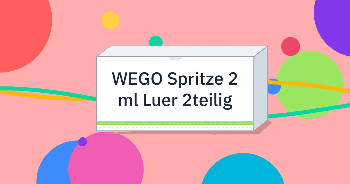 Symbolbild: Packung mit der Aufschrift WEGO Spritze 2 ml Luer 2teilig (PZN 18859237) – Verfügbarkeit und Bezug in Apotheken in Frankfurt am Main