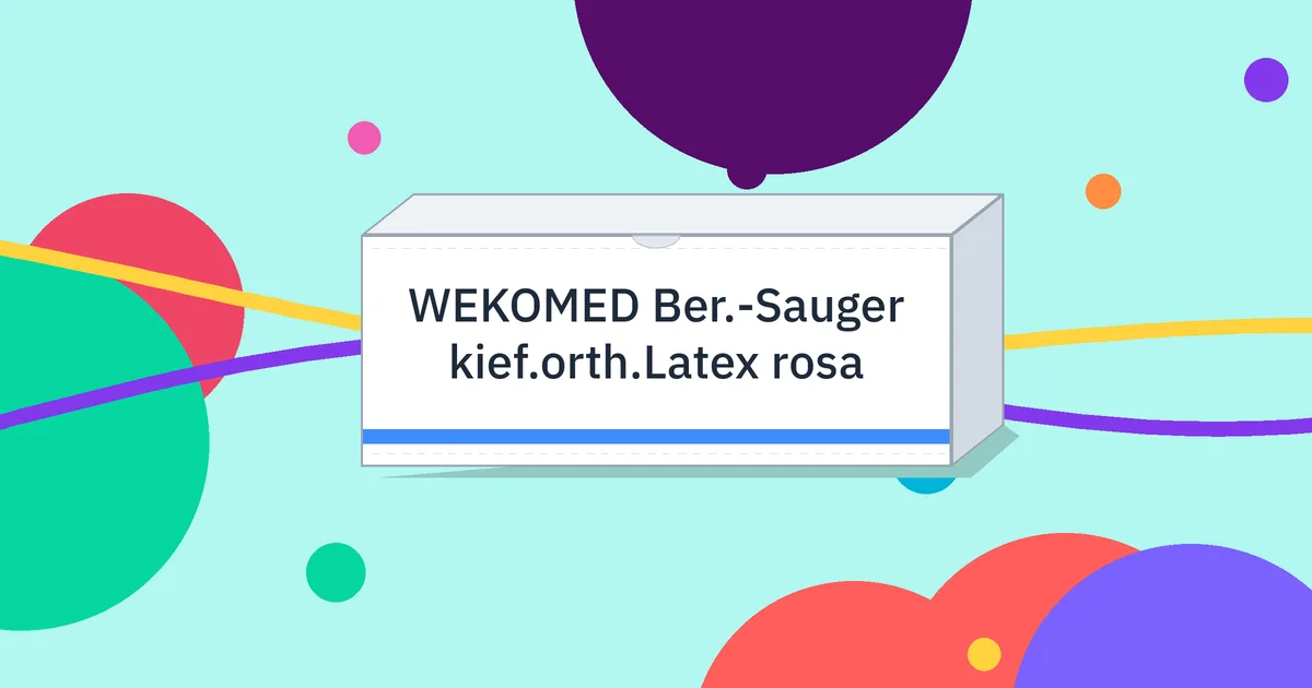 Symbolbild: Packung mit der Aufschrift WEKOMED Ber.-Sauger kief.orth.Latex rosa (PZN 03322419) – Verfügbarkeit und Bezug in Apotheken in Frankfurt am Main