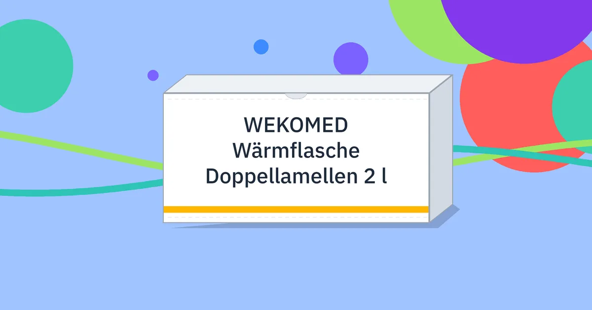 Symbolbild: Packung mit der Aufschrift WEKOMED Wärmflasche Doppellamellen 2 l (PZN 04921518) – Verfügbarkeit und Bezug in Apotheken in Frankfurt am Main