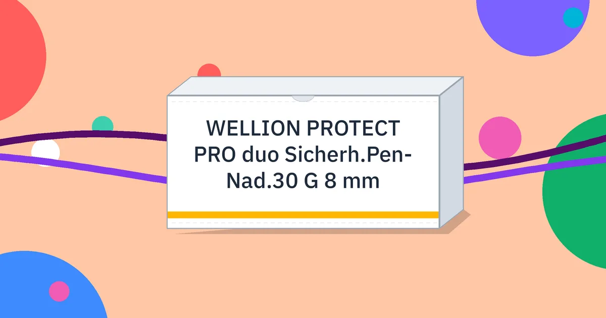 Symbolbild: Packung mit der Aufschrift WELLION PROTECT PRO duo Sicherh.Pen-Nad.30 G 8 mm (PZN 19943690) – Verfügbarkeit und Bezug in Apotheken in Frankfurt am Main