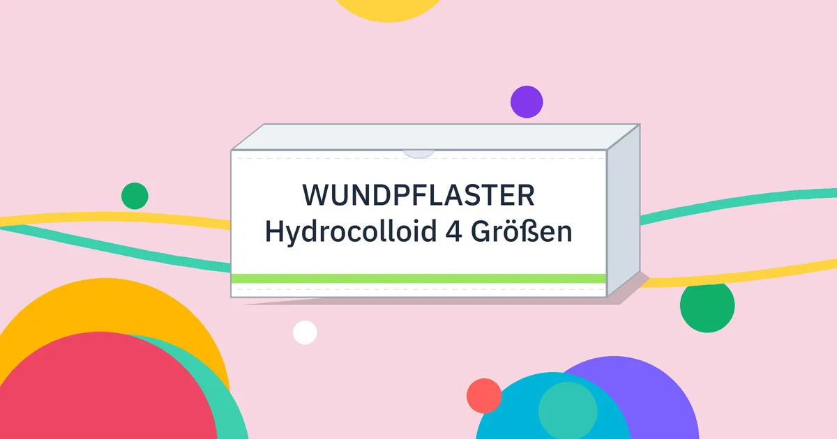 Symbolbild: Packung mit der Aufschrift WUNDPFLASTER Hydrocolloid 4 Größen (PZN 06910223) – Verfügbarkeit und Bezug in Apotheken in Frankfurt am Main