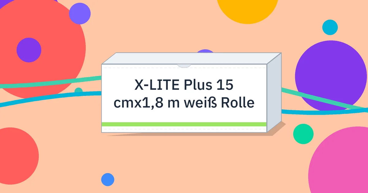 Symbolbild: Packung mit der Aufschrift X-LITE Plus 15 cmx1,8 m weiß Rolle (PZN 14404994) – Verfügbarkeit und Bezug in Apotheken in Frankfurt am Main
