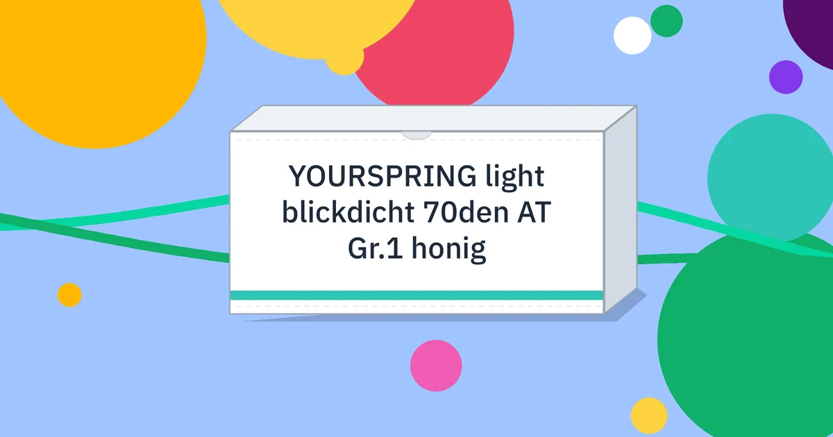 Symbolbild: Packung mit der Aufschrift YOURSPRING light blickdicht 70den AT Gr.1 honig (PZN 18056805) – Verfügbarkeit und Bezug in Apotheken in Frankfurt am Main