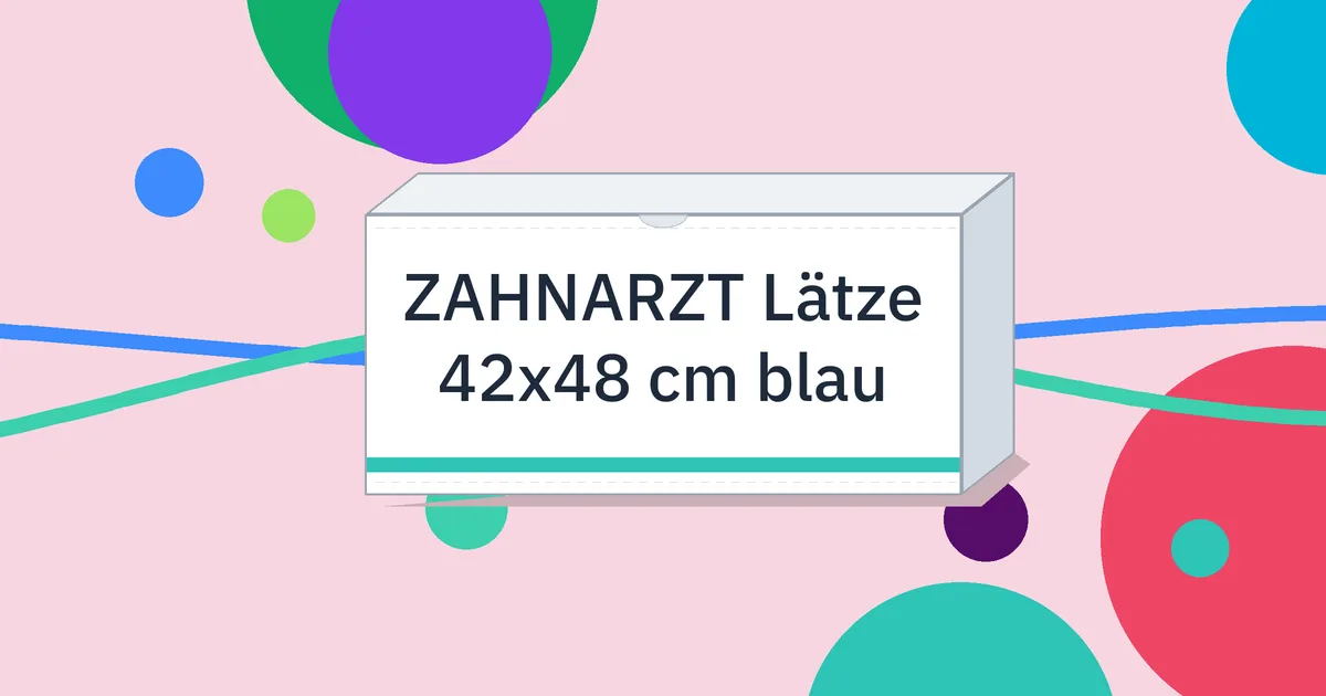 Symbolbild: Packung mit der Aufschrift ZAHNARZT Lätze 42x48 cm blau (PZN 09202840) – Verfügbarkeit und Bezug in Apotheken in Frankfurt am Main