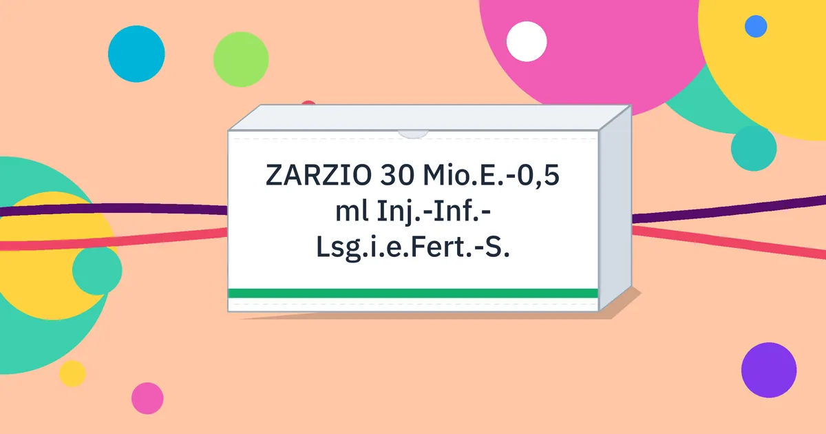 Symbolbild: Packung mit der Aufschrift ZARZIO 30 Mio.E.-0,5 ml Inj.-Inf.-Lsg.i.e.Fert.-S. (PZN 18087846) – Verfügbarkeit und Bezug in Apotheken in Frankfurt am Main