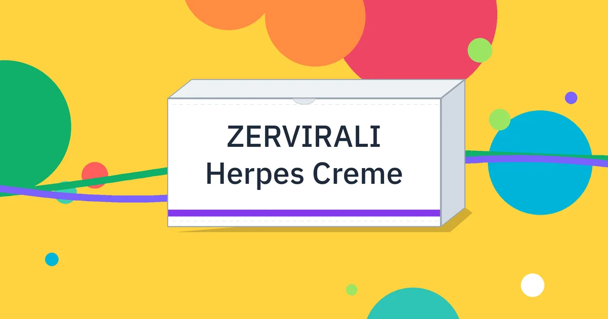 Symbolbild: Packung mit der Aufschrift ZERVIRALI Herpes Creme (PZN 14403351) – Verfügbarkeit und Bezug in Apotheken in Frankfurt am Main