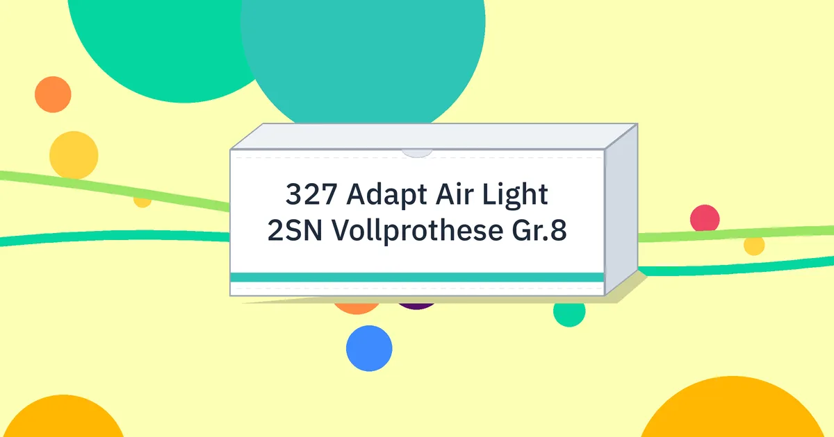 Symbolbild: Packung mit der Aufschrift 327 Adapt Air Light 2SN Vollprothese Gr.8 (PZN 18711747) – Verfügbarkeit und Bezug in Apotheken in Frankfurt am Main