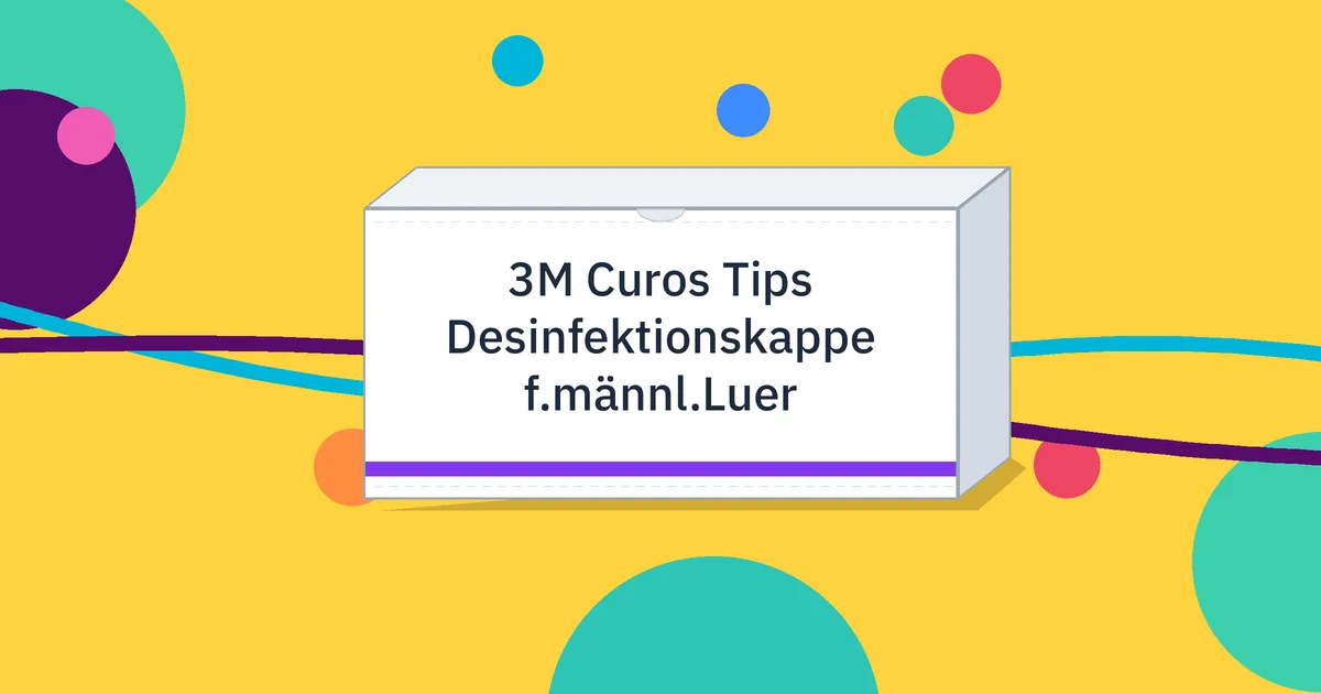 Symbolbild: Packung mit der Aufschrift 3M Curos Tips Desinfektionskappe f.männl.Luer (PZN 16167676) – Verfügbarkeit und Bezug in Apotheken in Frankfurt am Main