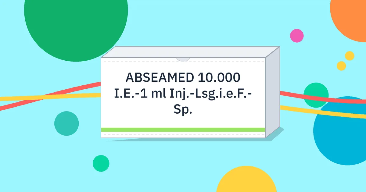 Symbolbild: Packung mit der Aufschrift ABSEAMED 10.000 I.E.-1 ml Inj.-Lsg.i.e.F.-Sp. (PZN 04000741) – Verfügbarkeit und Bezug in Apotheken in Frankfurt am Main