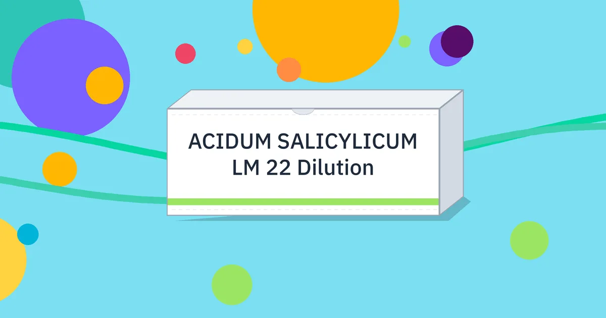 Symbolbild: Packung mit der Aufschrift ACIDUM SALICYLICUM LM 22 Dilution (PZN 13282218) – Verfügbarkeit und Bezug in Apotheken in Frankfurt am Main